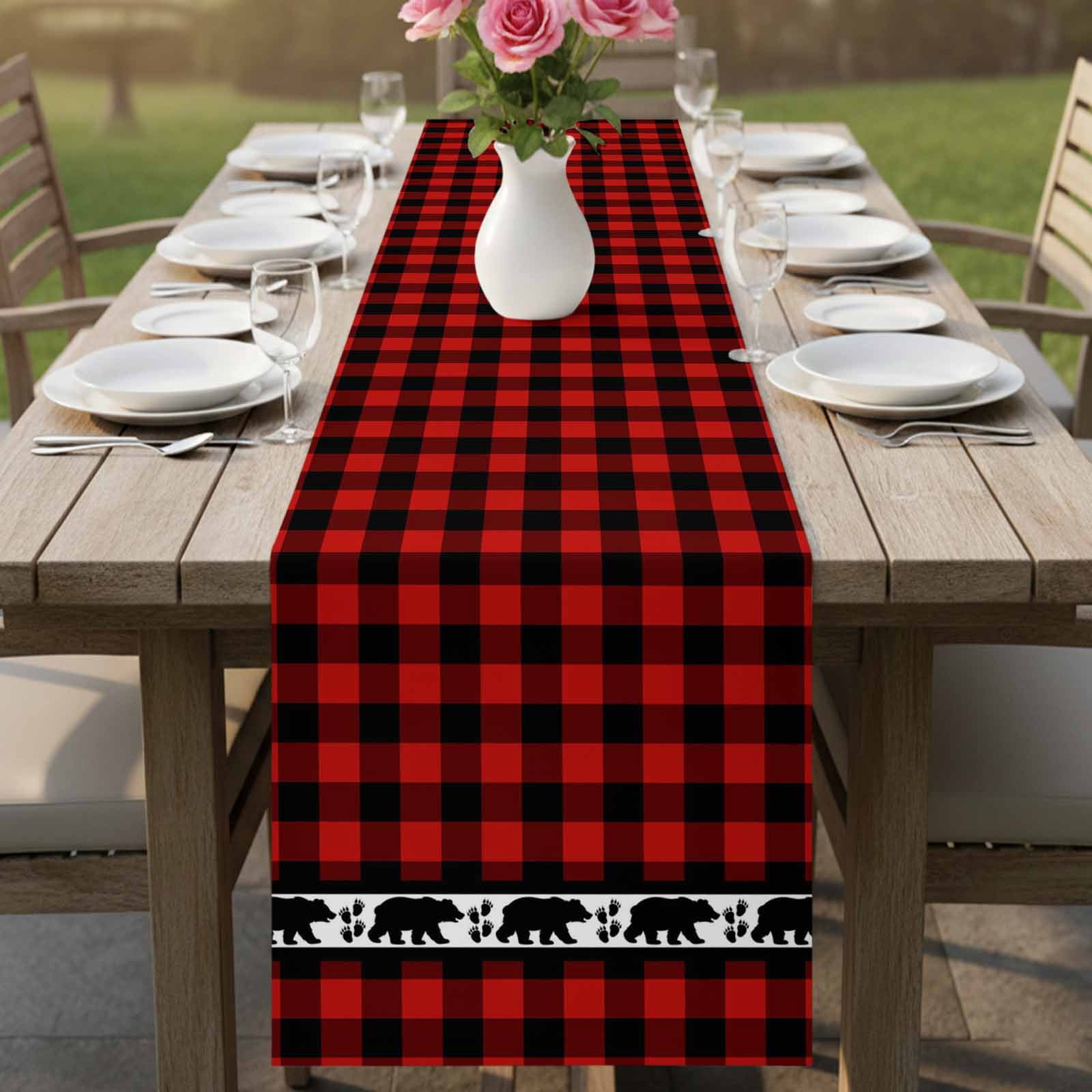 Red Black Buffalo Checker Table Runner 90 Inches Long,Kitchen Dining ...
