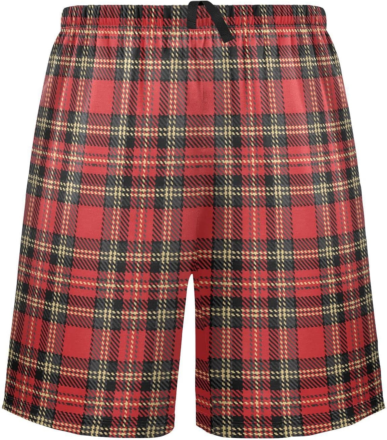 Red Black Buffalo Plaid Men's Athletic Shorts,Men's Pajama Bottoms for ...
