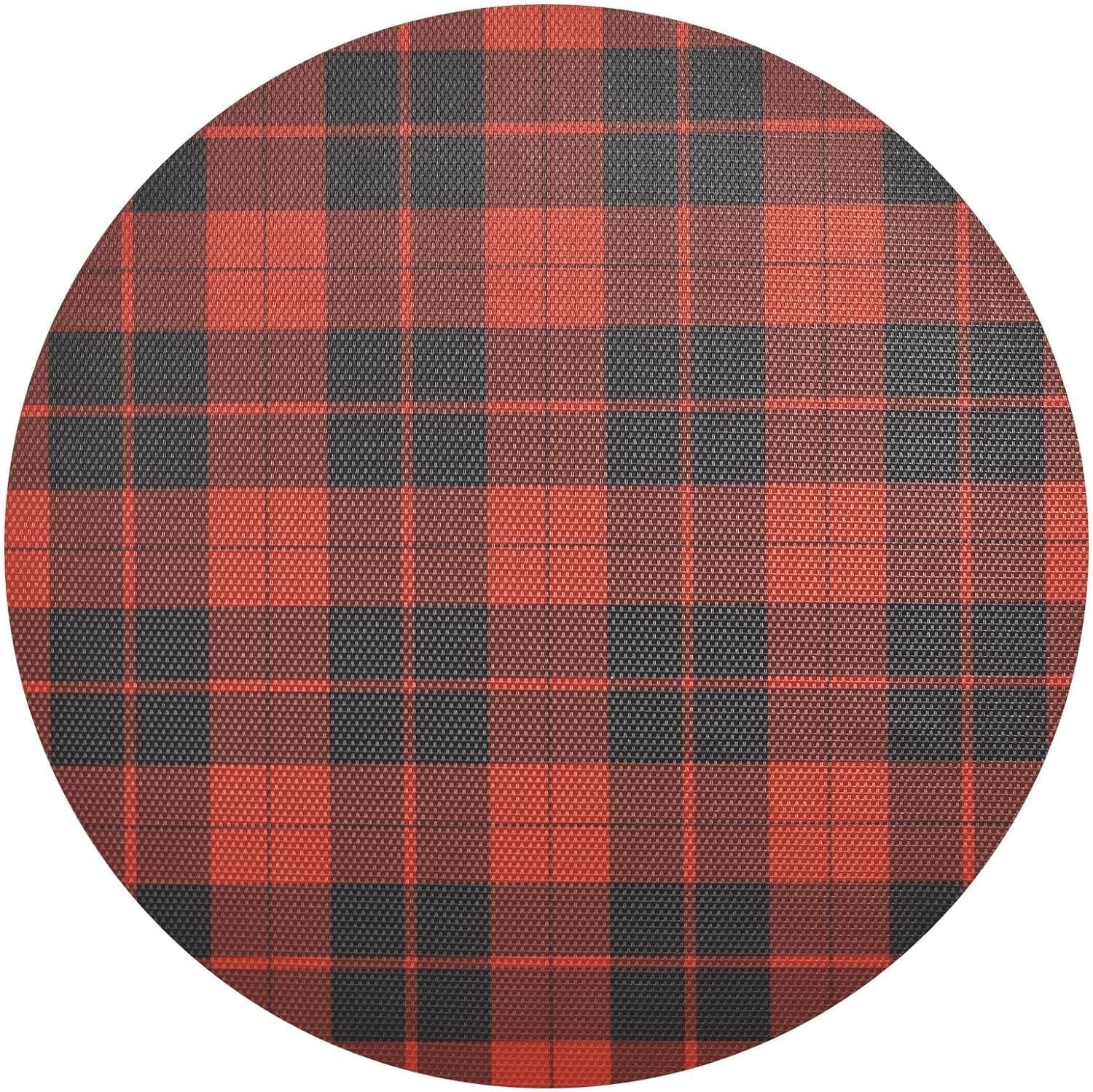 Red & Black Buffalo Plaid Round Placemat Set of 1, Non-Slip Heat ...