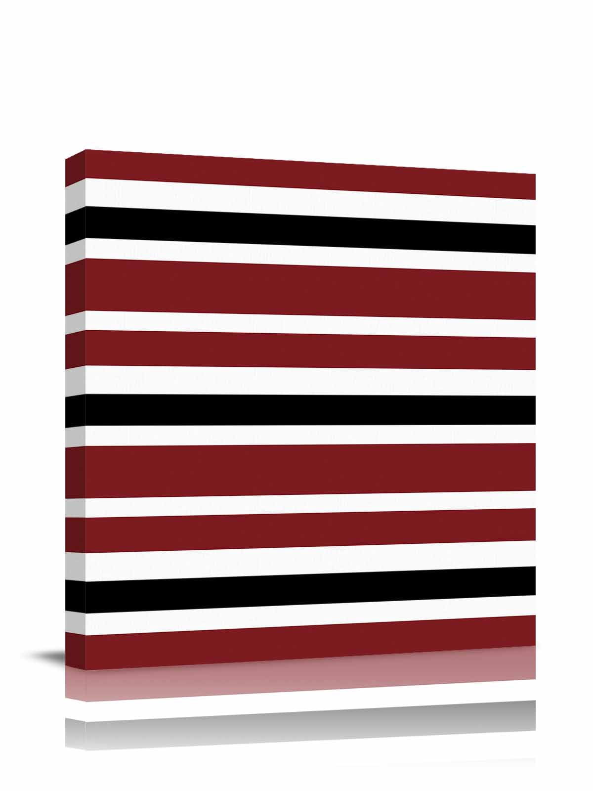 Red Black Canvas Wall Art, White Stripe Framed Wall Decor Modern ...