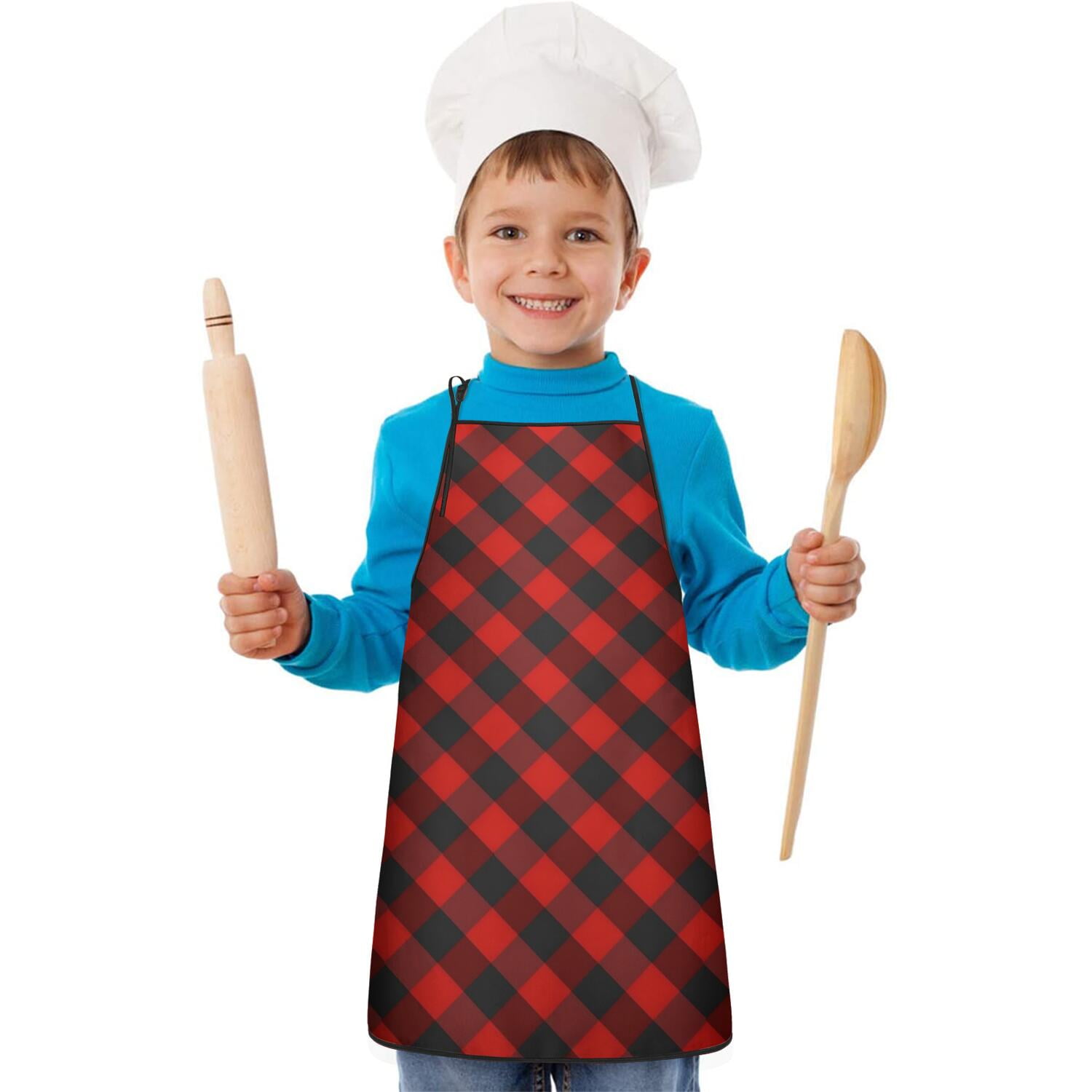 Red Black Checkerboard Checkered Pattern Kids Aprons for Girls and Boys ...