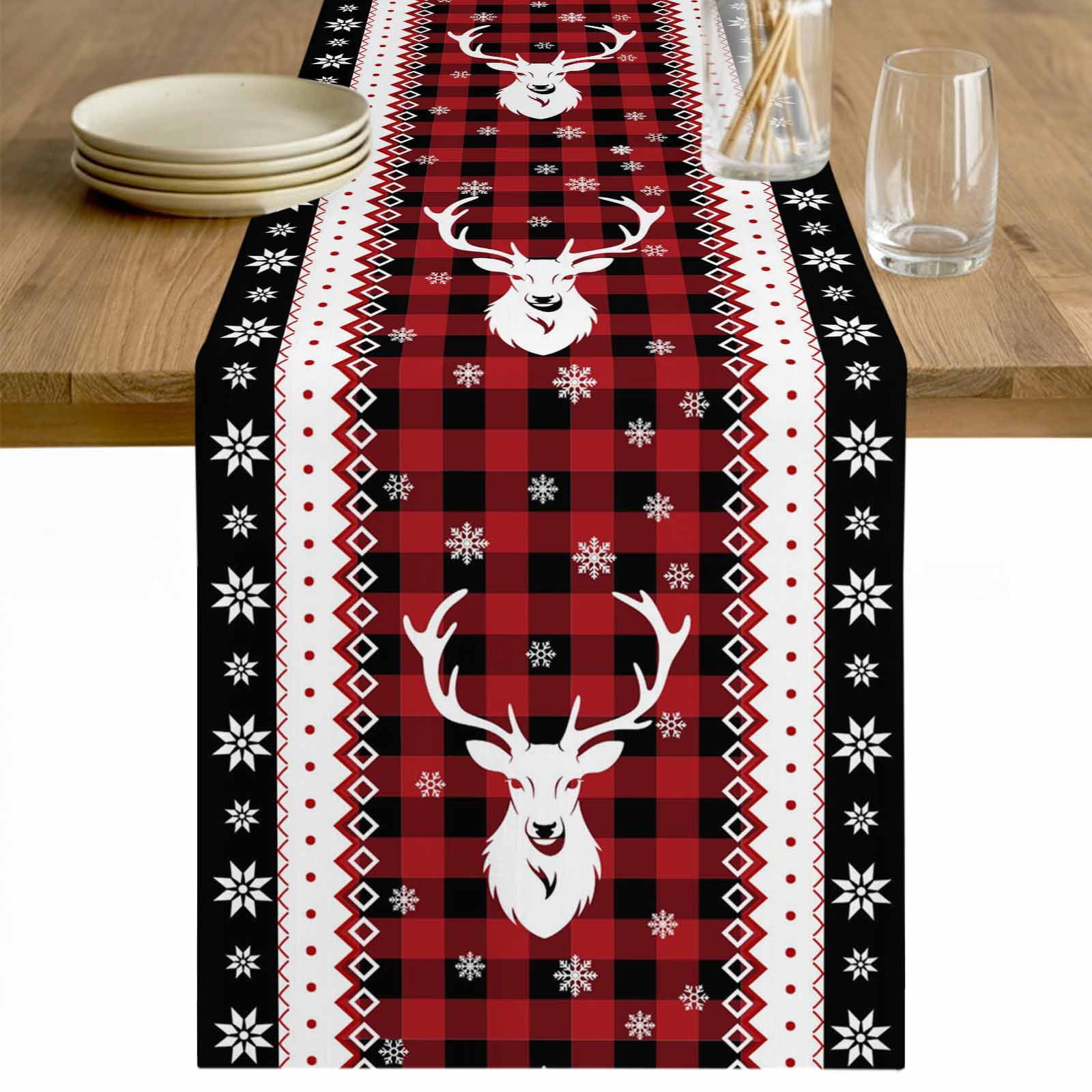 Red Black Christmas Table Runner 90 Inches Long Farmhouse Dress Scarves ...