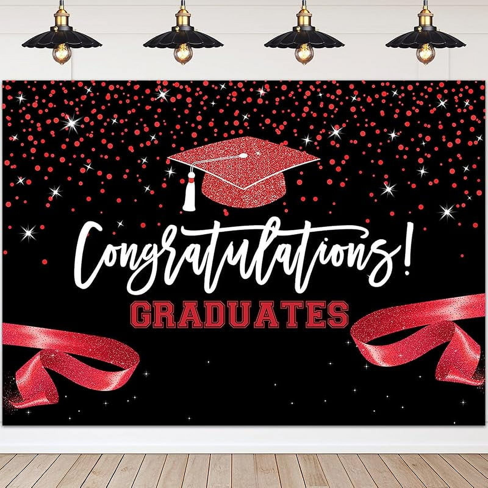 Red Black Class of 2025 Backdrop Congratulations Graduates Background ...