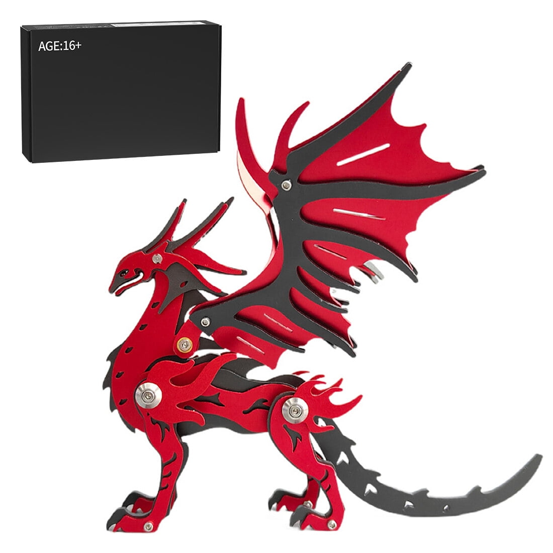 Red & Black Dragon 3D Mechanical Metal Puzzle Kit for Adults | 100+ PCS ...