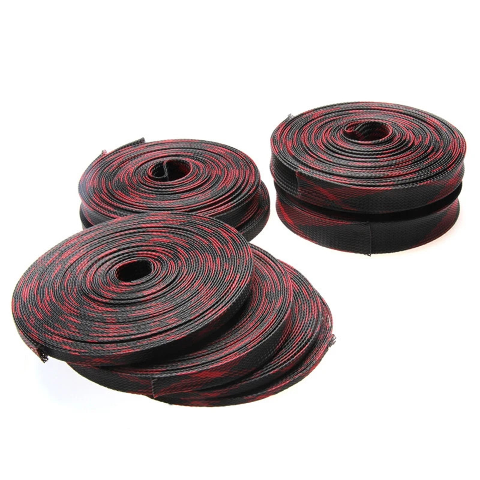 Red&Black Expandable Braided Sleeving Cable Wire Protector 2/4/6/8/10 ...