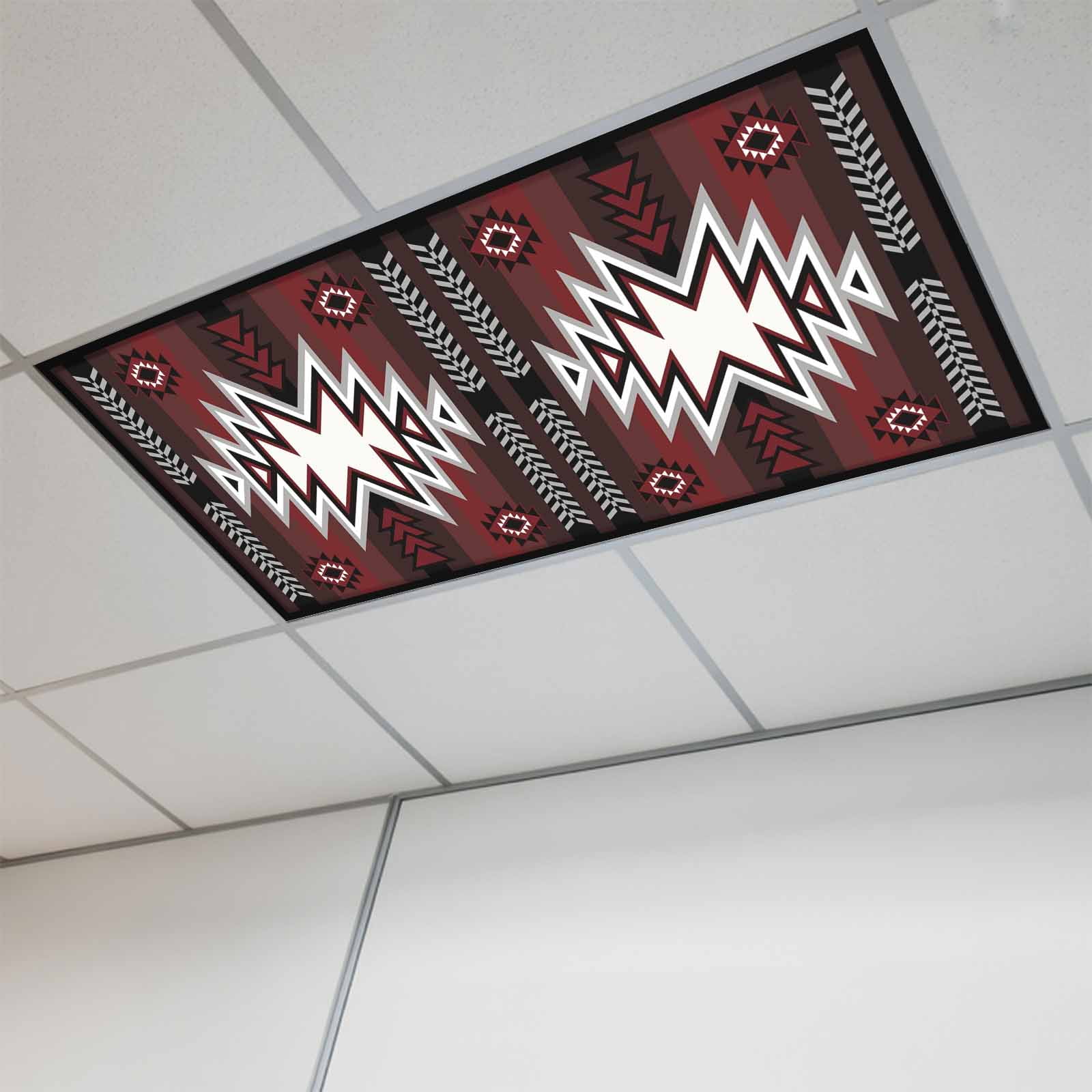 Red Black Fluorescent Light Covers, Southwest Geometric Aztec Farmhouse ...