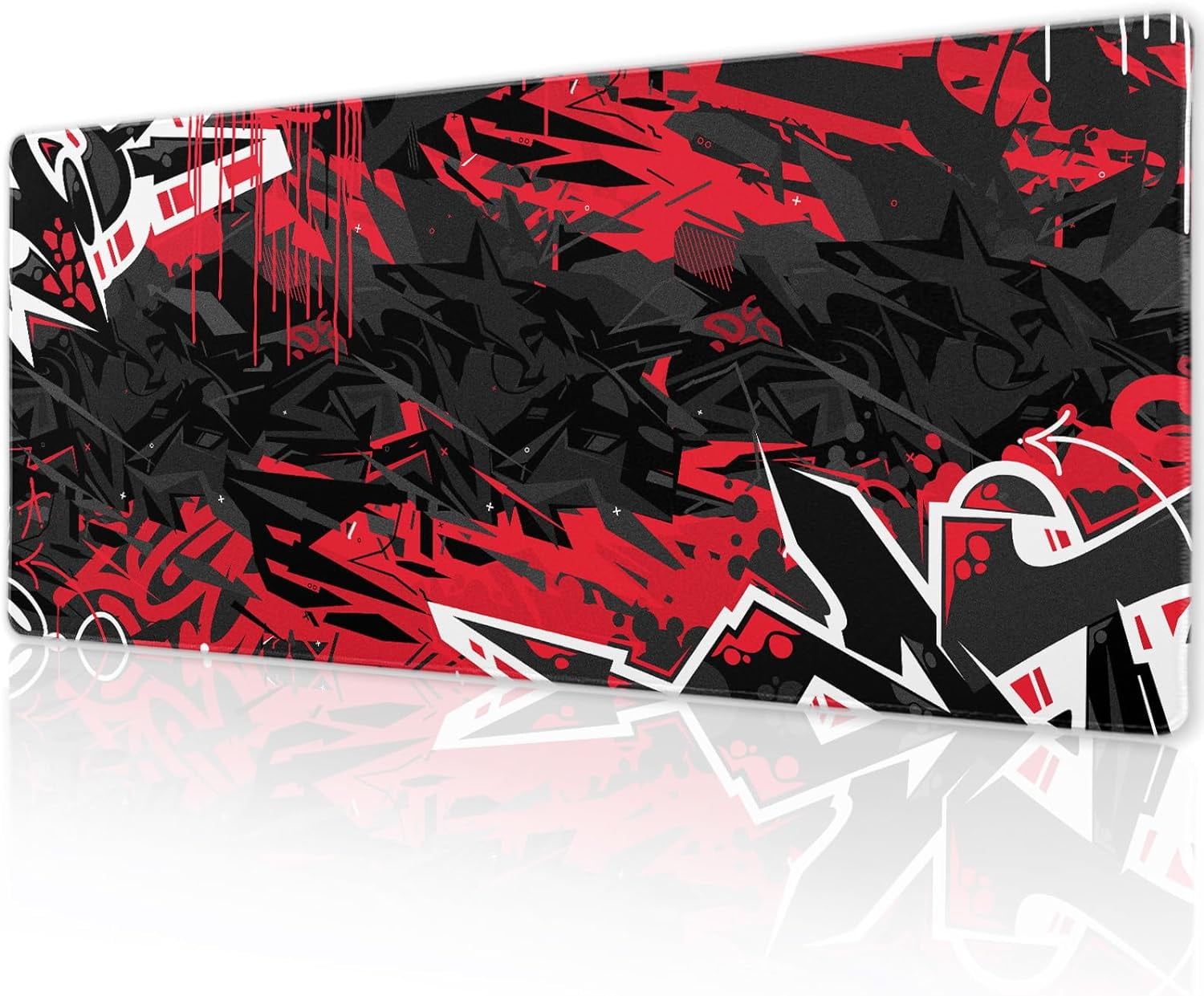 Red Black Gaming Mouse Pad Desk Pad XL 31.5×11.8 Inch Abstract Graffiti ...