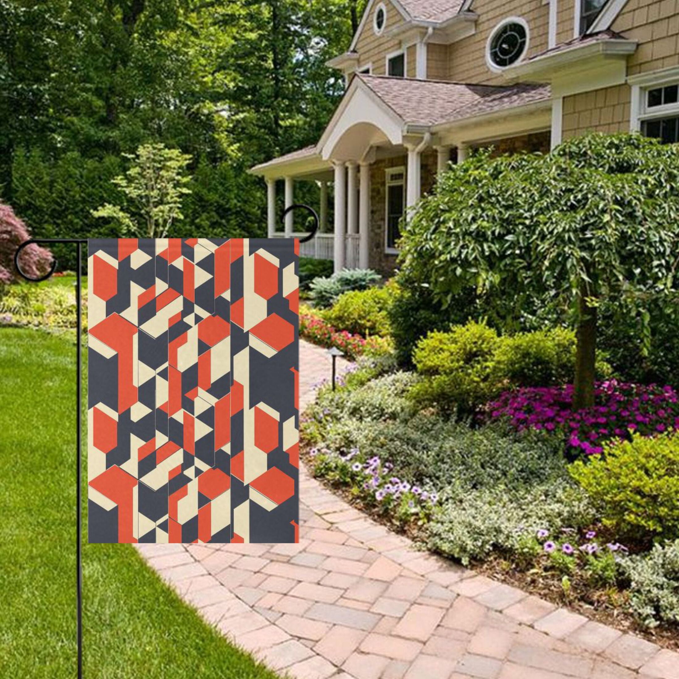 Red Black Geometric Shape Garden Flag 12x18 inch Double Sided Outside ...