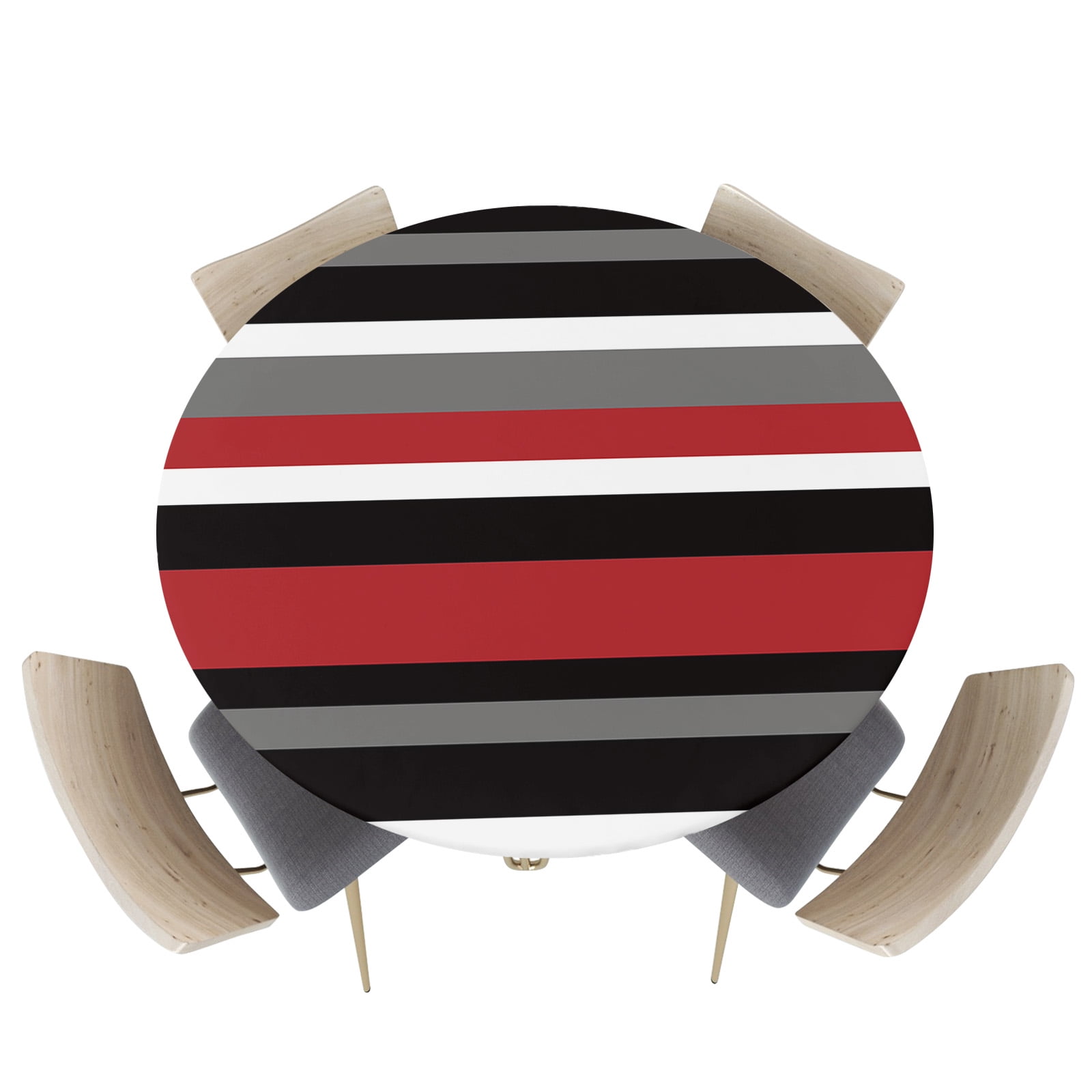Red and Black Geometric Stripes Fitted Round Tablecloths Elastic Edged ...