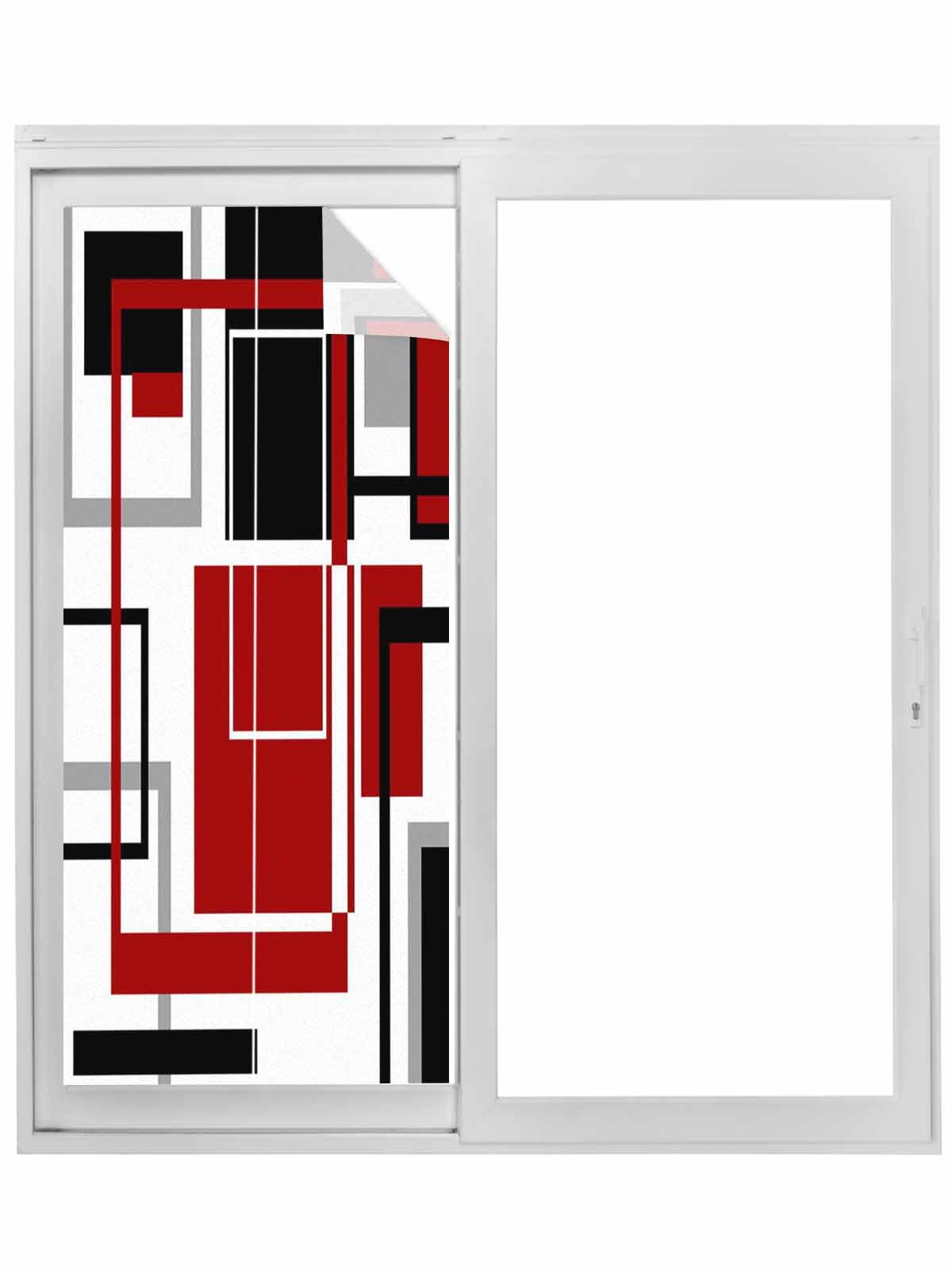 Red Black Geometric Window Privacy Film Stained Glass Window Film ...
