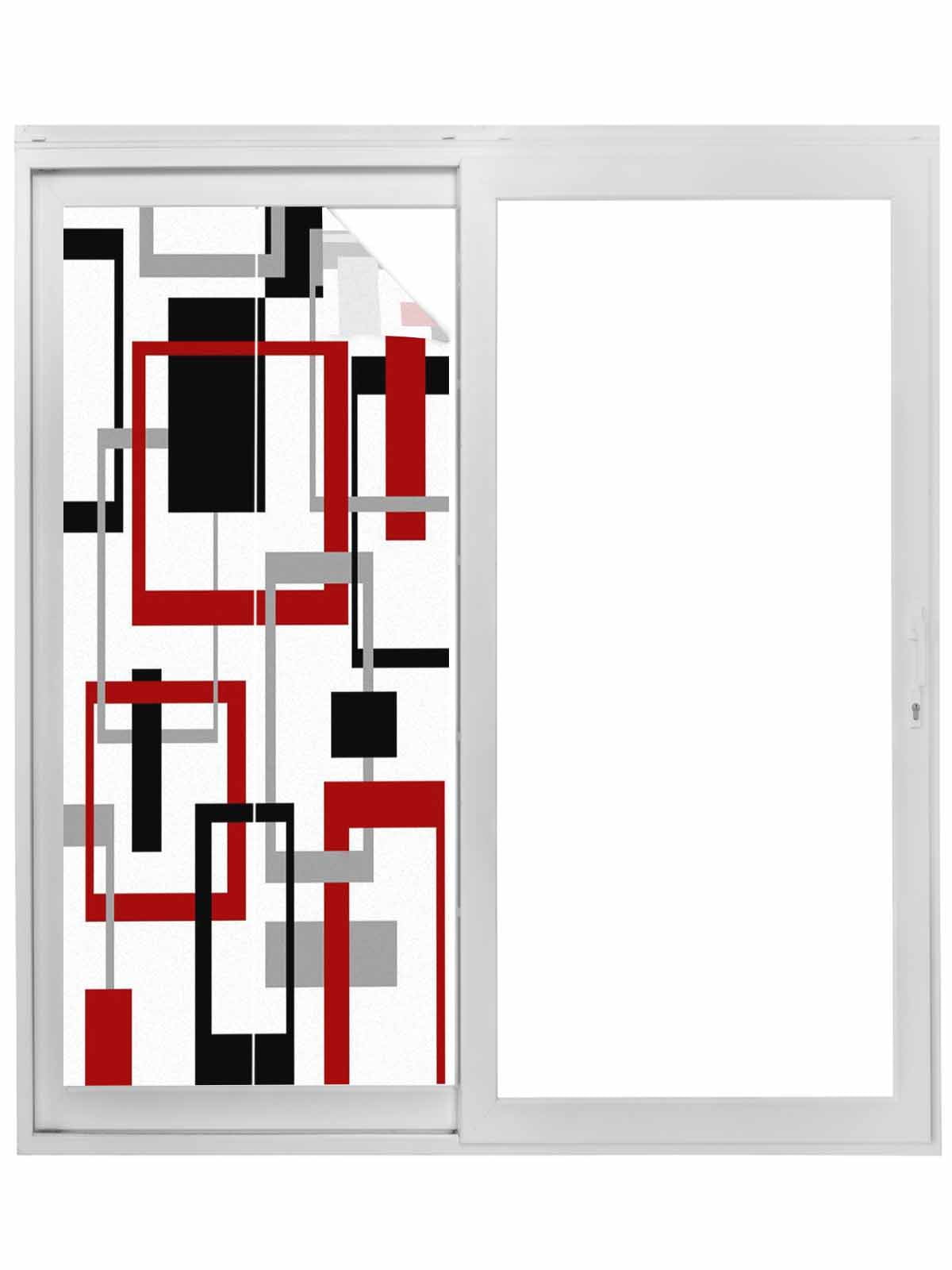 Red Black Geometric Window Privacy Film Stained Glass Window Film ...
