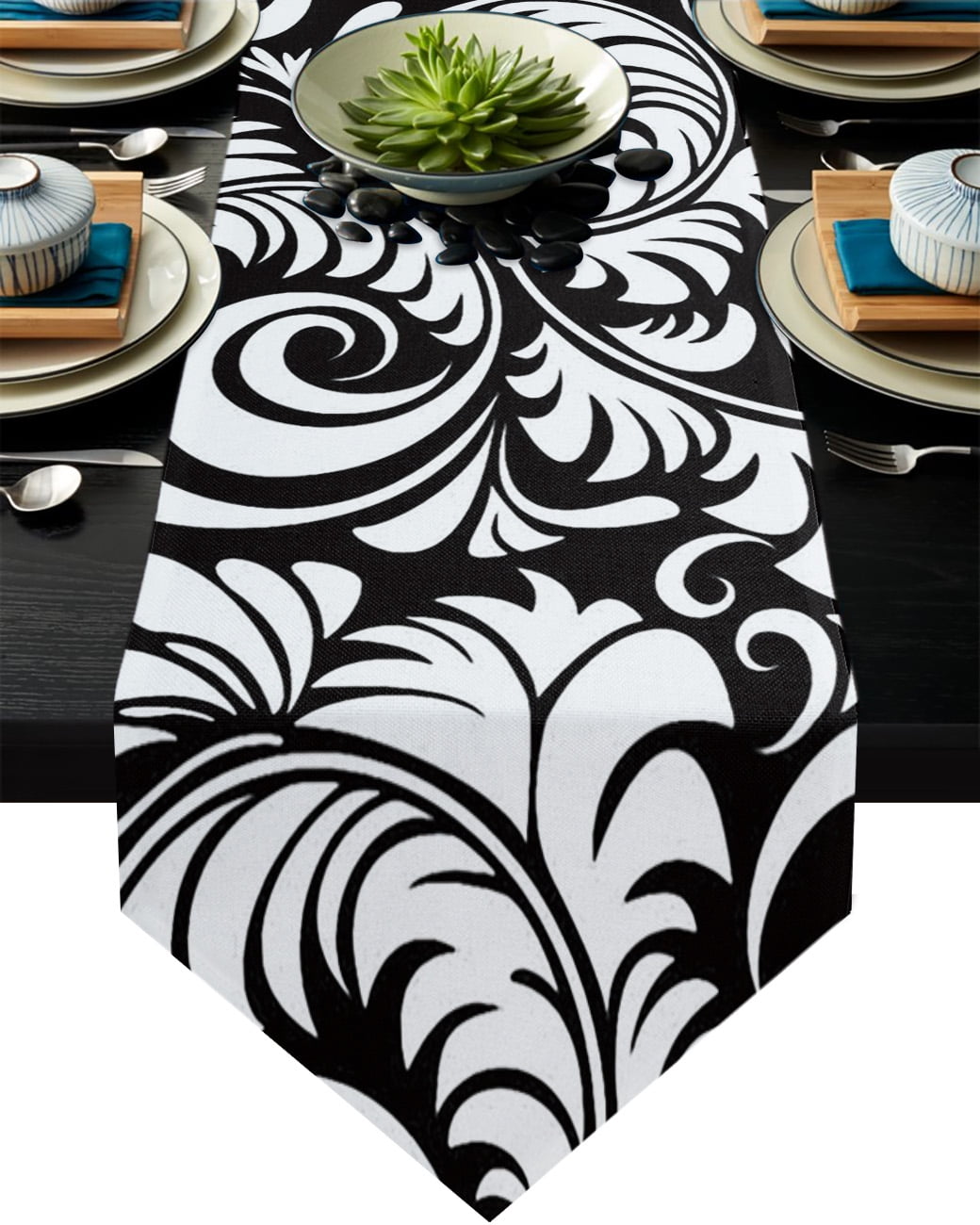 Red Black Gradient Abstract Flowers Table Runners For Wedding Party ...