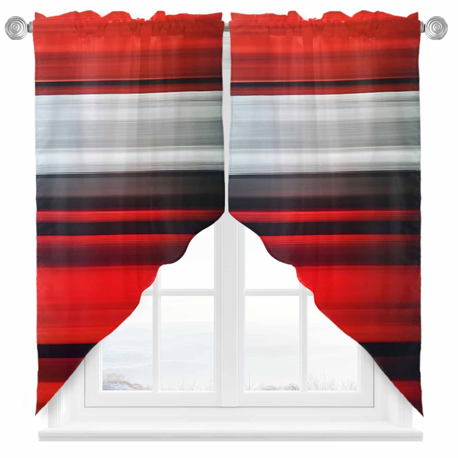 Red Black Gradient Swag Curtain Valance for Windows, Geometric Strip ...