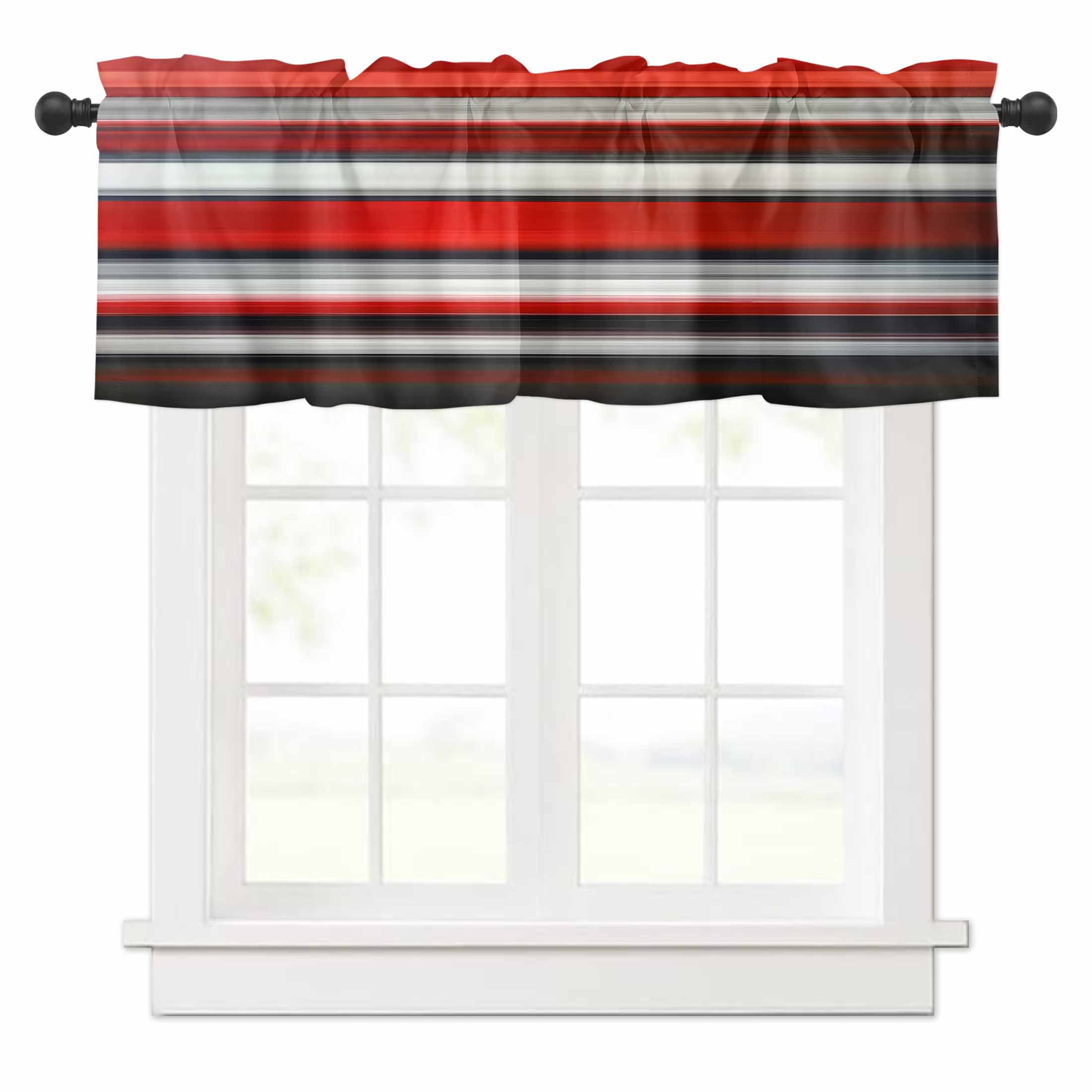 Red Black Gradient Valances for Windows Geometric Strip Rod Pocket ...