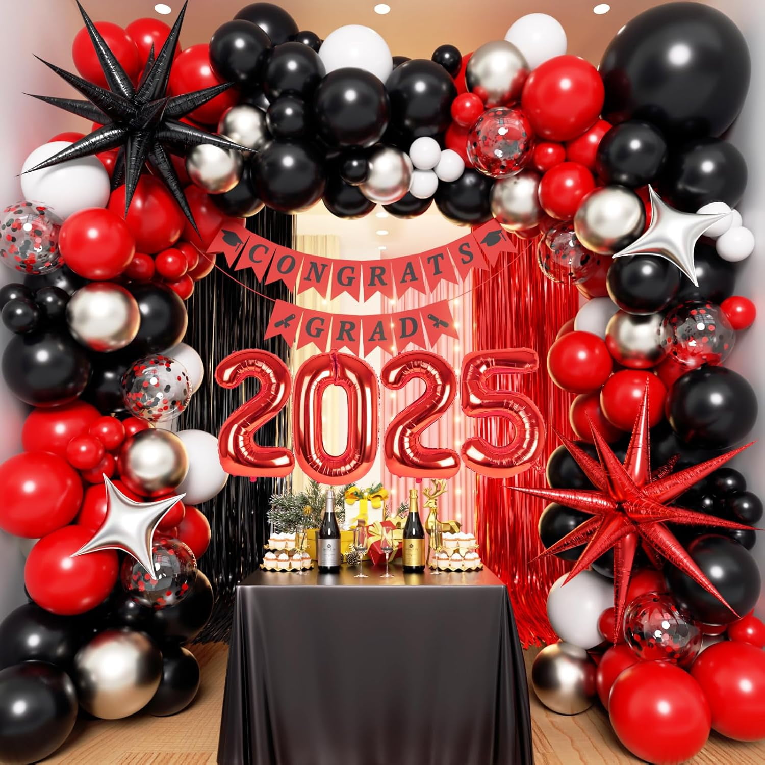Red and Black Graduation Decorations Class of 2025, Red Black White ...