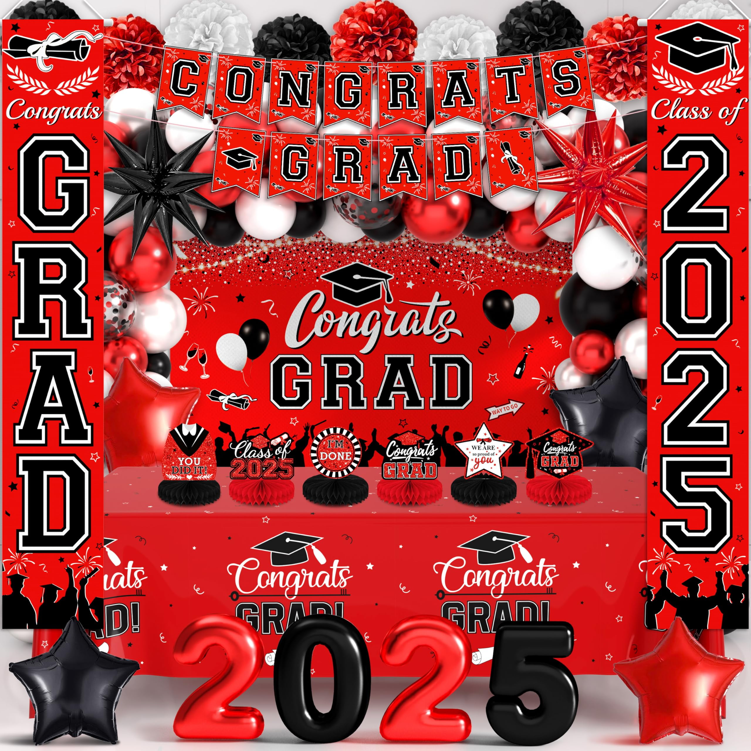 Red Black Graduation Decorations STF9 Class of 2025 Graduation ...