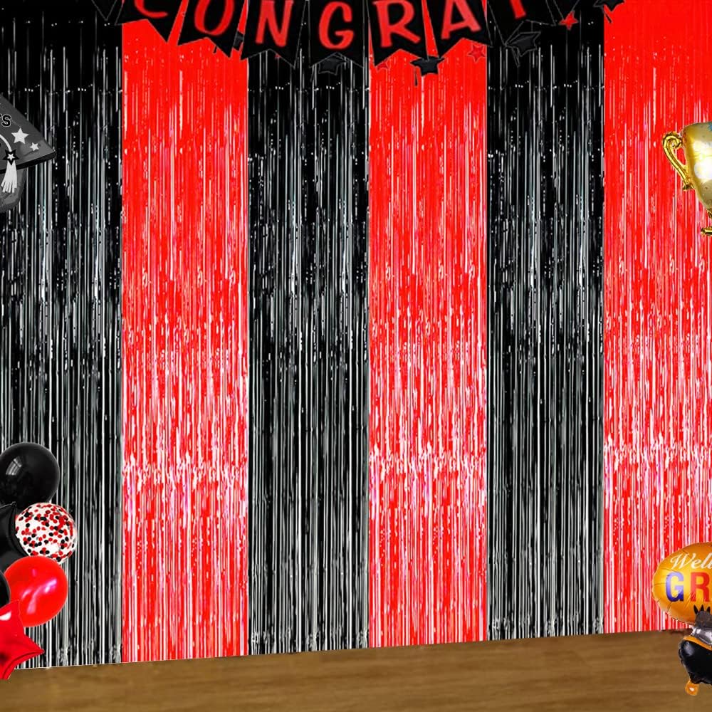 Red Black Graduation Foil Fringe Backdrop | Casino Party Decorations ...