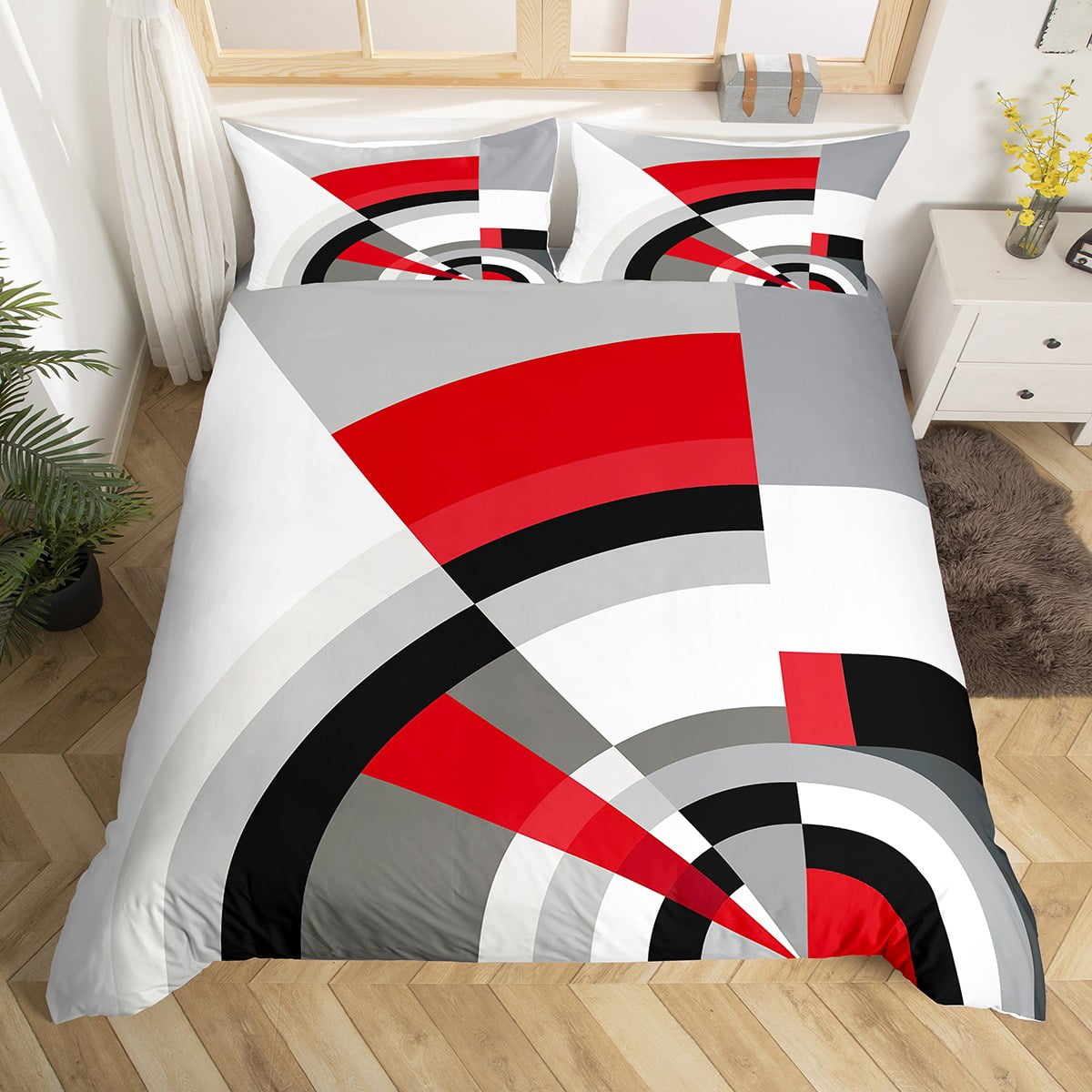 Red and grey bedding store