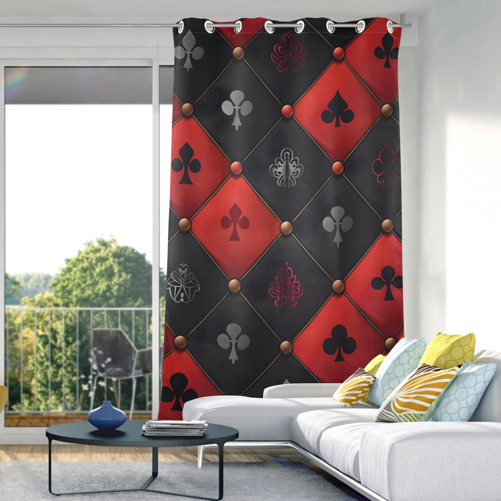 Red Black Grids Blackout Curtain Panels Drapes Privacy Assured with ...