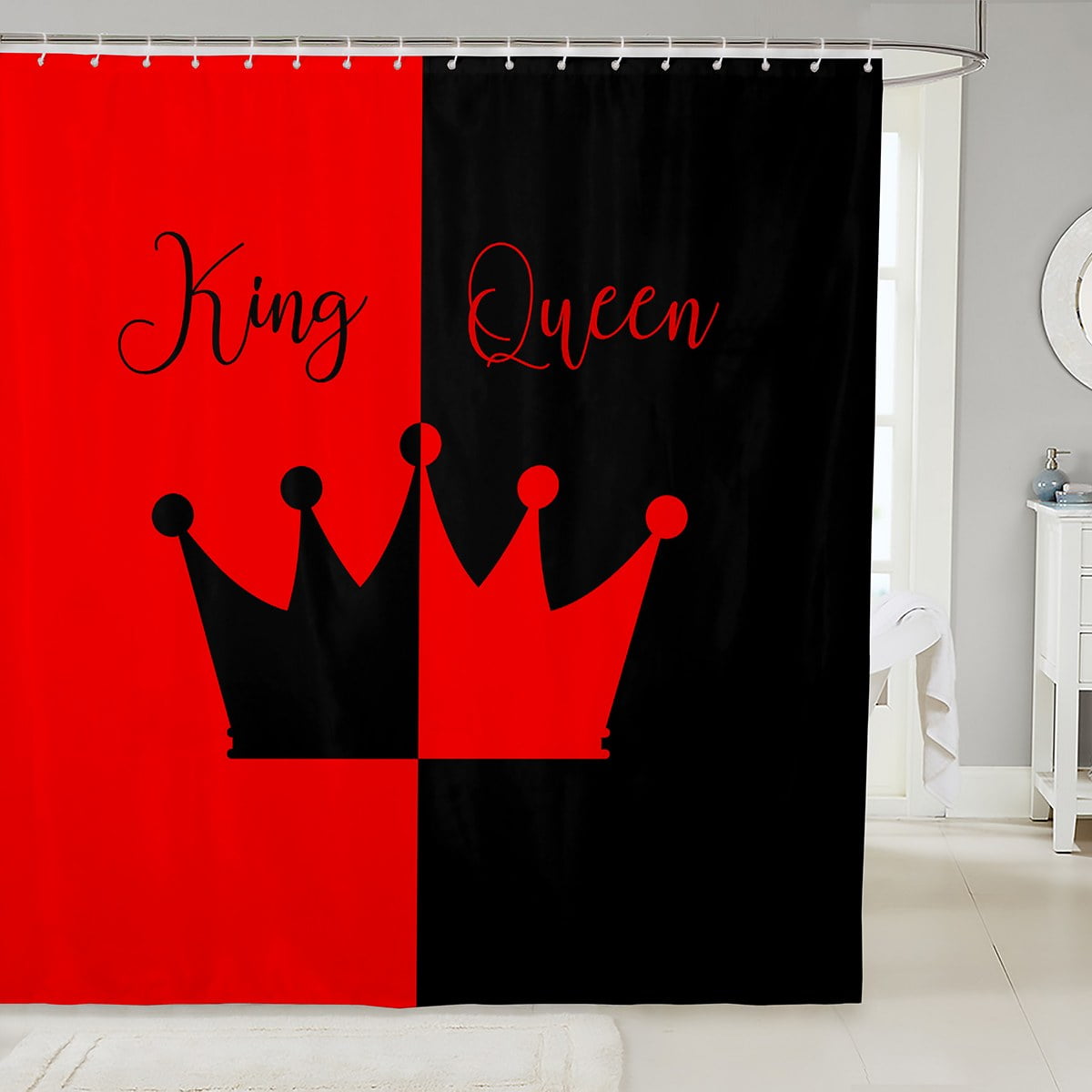 Red and Black King and Queen Shower Curtain for Couple Wedding Gifts ...