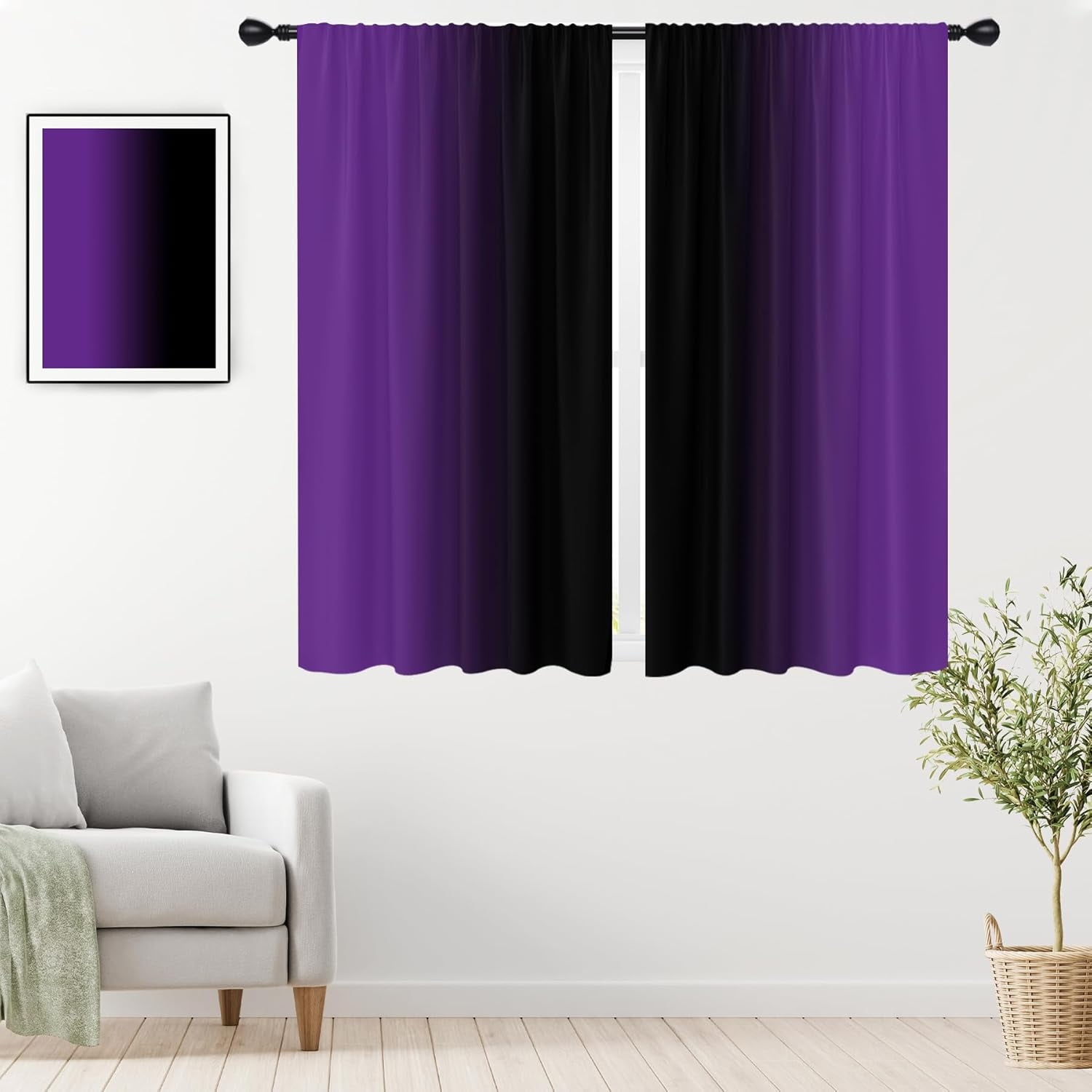 Red and Black Kitchen Curtains 42x63 Inch Ombre Burgundy Grey Gradient ...