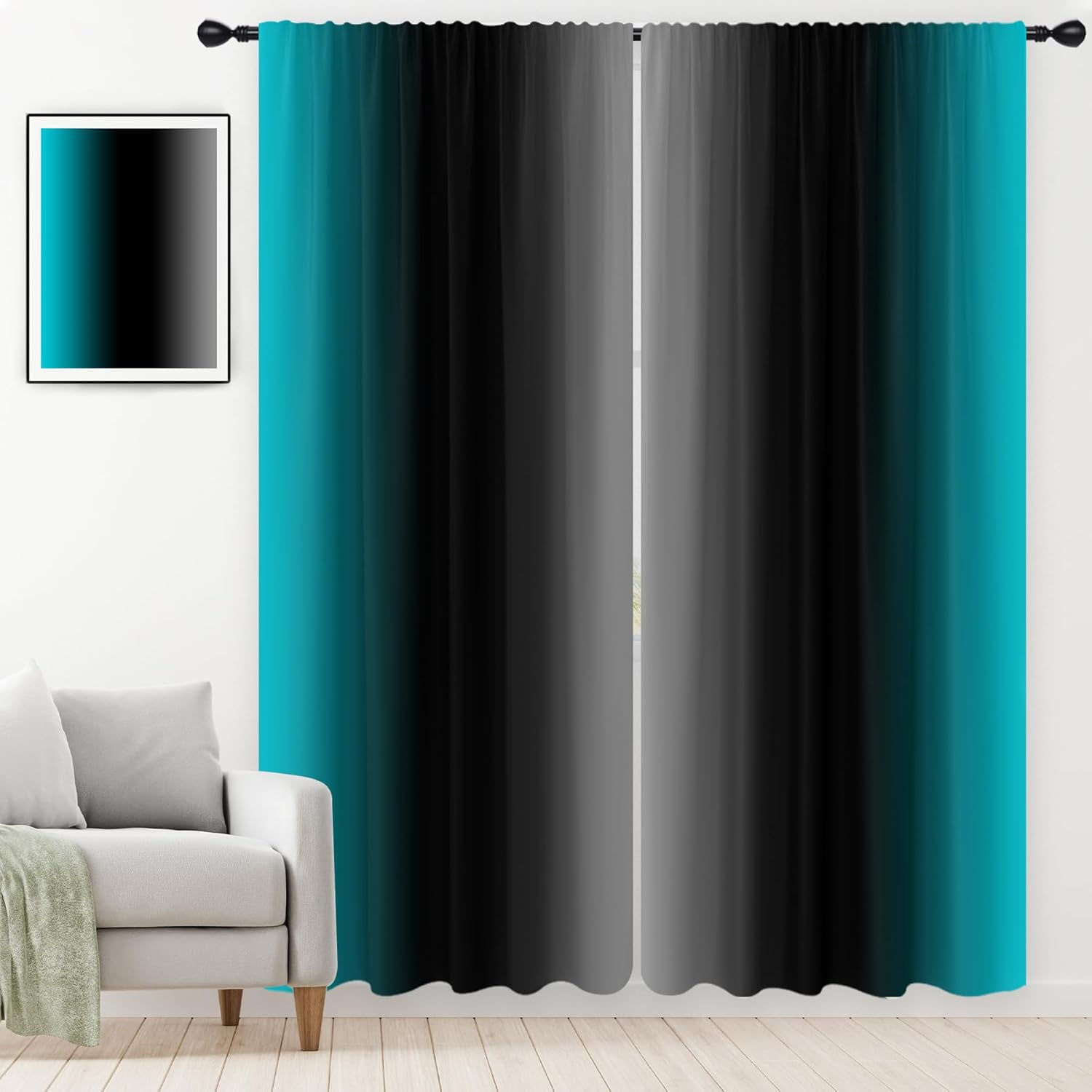 Red and Black Kitchen Curtains 52x84 Inch Ombre Burgundy Grey Gradient ...