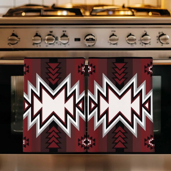 Red Black Kitchen Towels Set of 1, Southwest Geometric Aztec Farmhouse ...