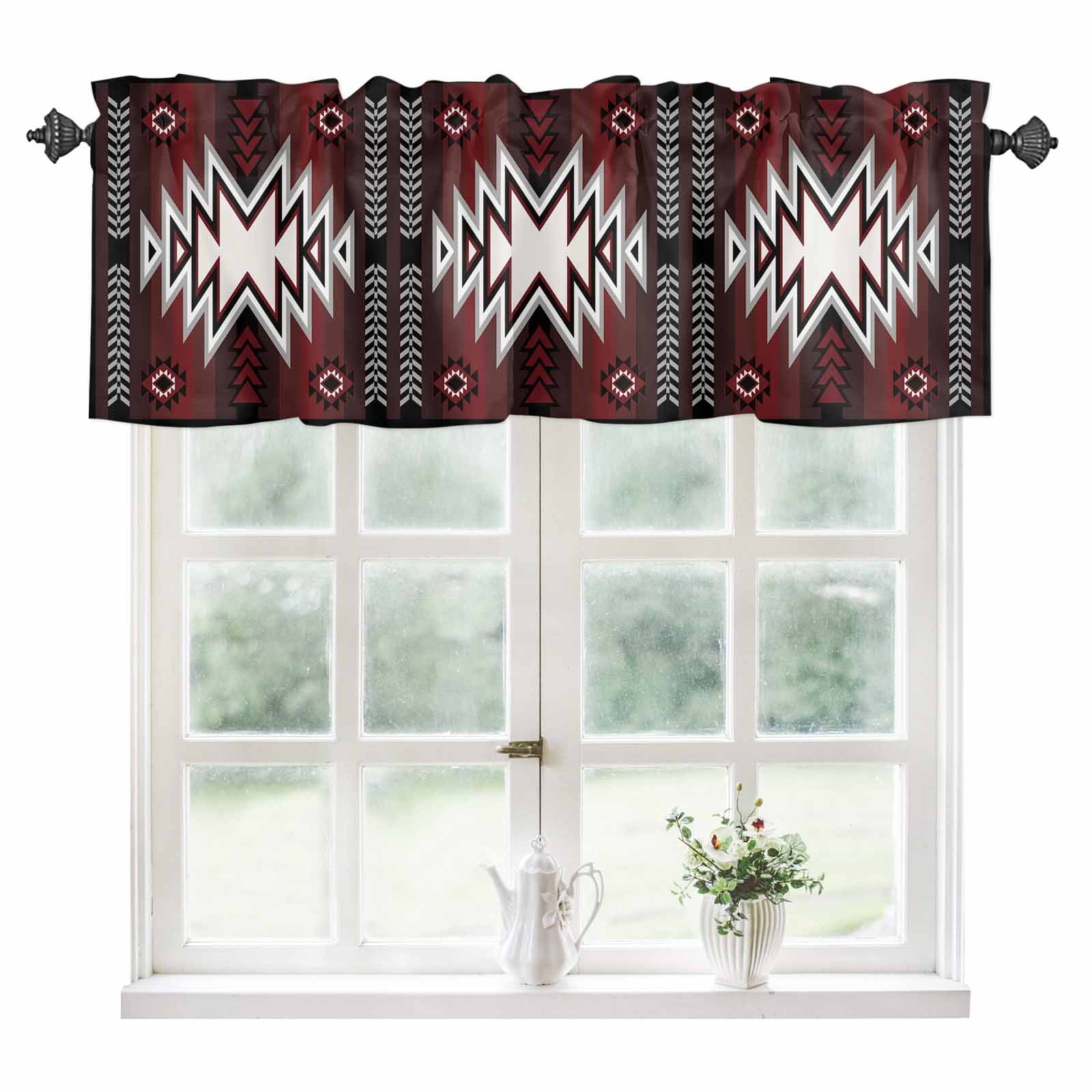 Red Black Kitchen Valances for Windows 60x18 Inch Kitchen Curtains ...