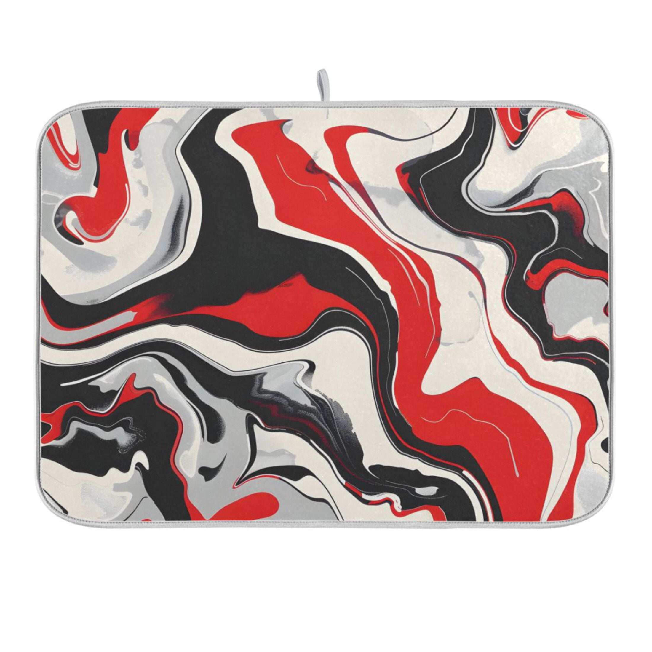 Red Black Liquid Marble Dish Drying Mat for Kitchen Counter 18x24 In ...