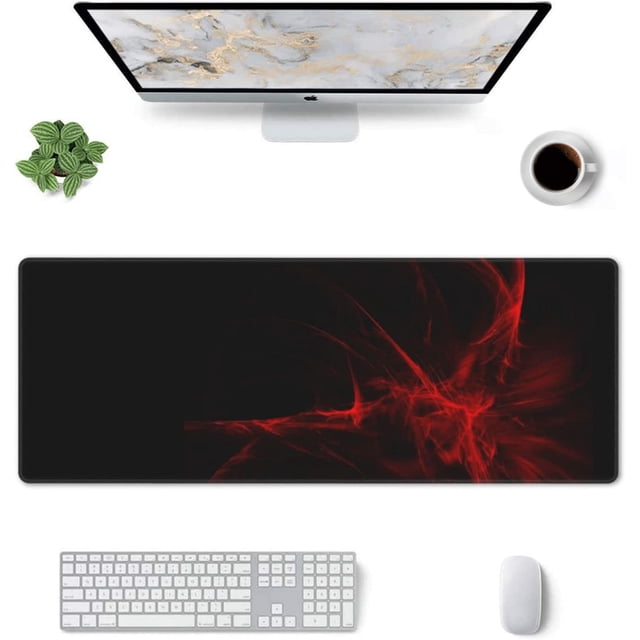 Red Black Long Mouse Pad XL Extended Keyboard Full Desk Mat Large for ...