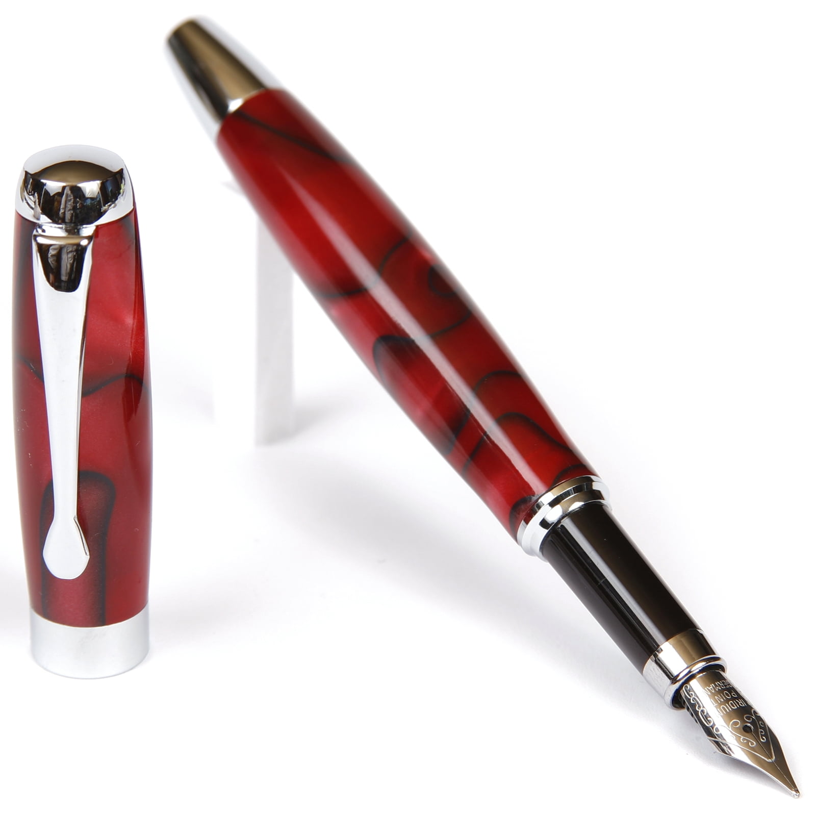 Red & Black Marbleized Gloss Body, Tuscany Fountain Pen (Nib Medium Tip ...