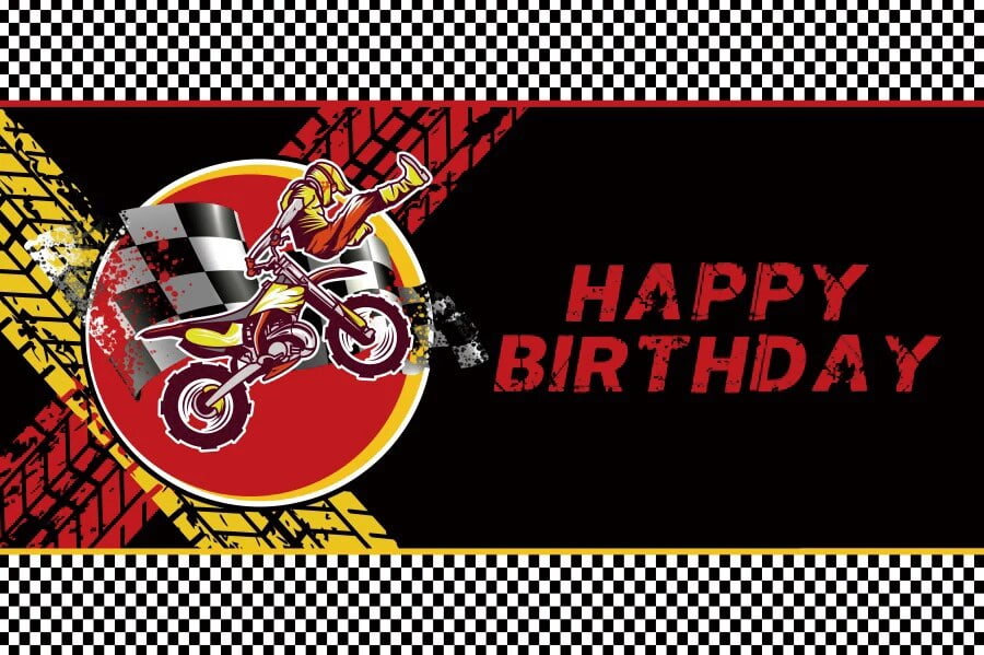 Red Black Motorcycle Birthday Party Backdrop Dirt Bike Race Balloons ...