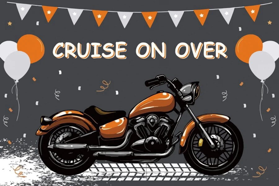 Red Black Motorcycle Birthday Party Backdrop Dirt Bike Race Balloons ...