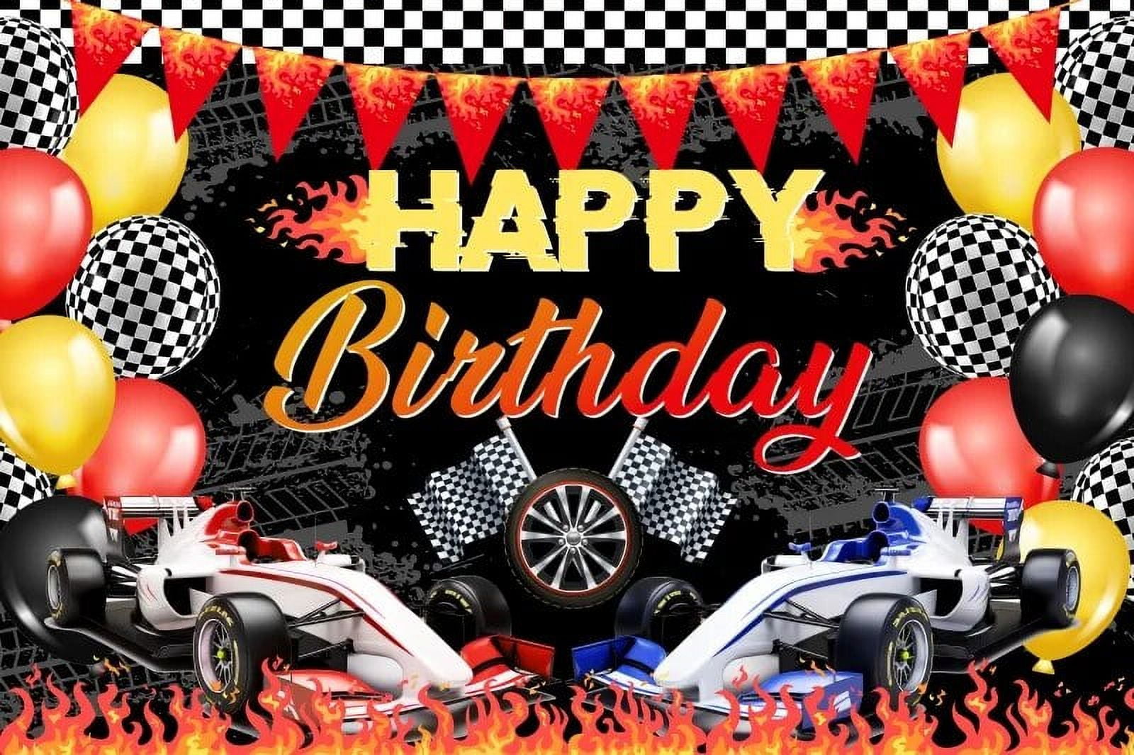 Red Black Motorcycle Birthday Party Backdrop Dirt Bike Race Balloons Kids Boy Portrait ...