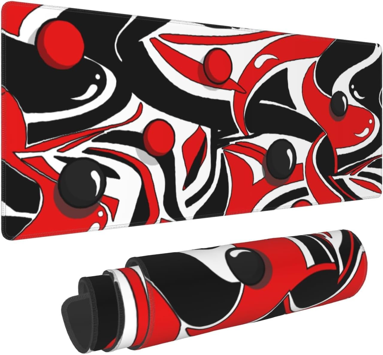 Red and Black Mouse Pad 31.5x11.8 XL Geometric Cool Design Style ...