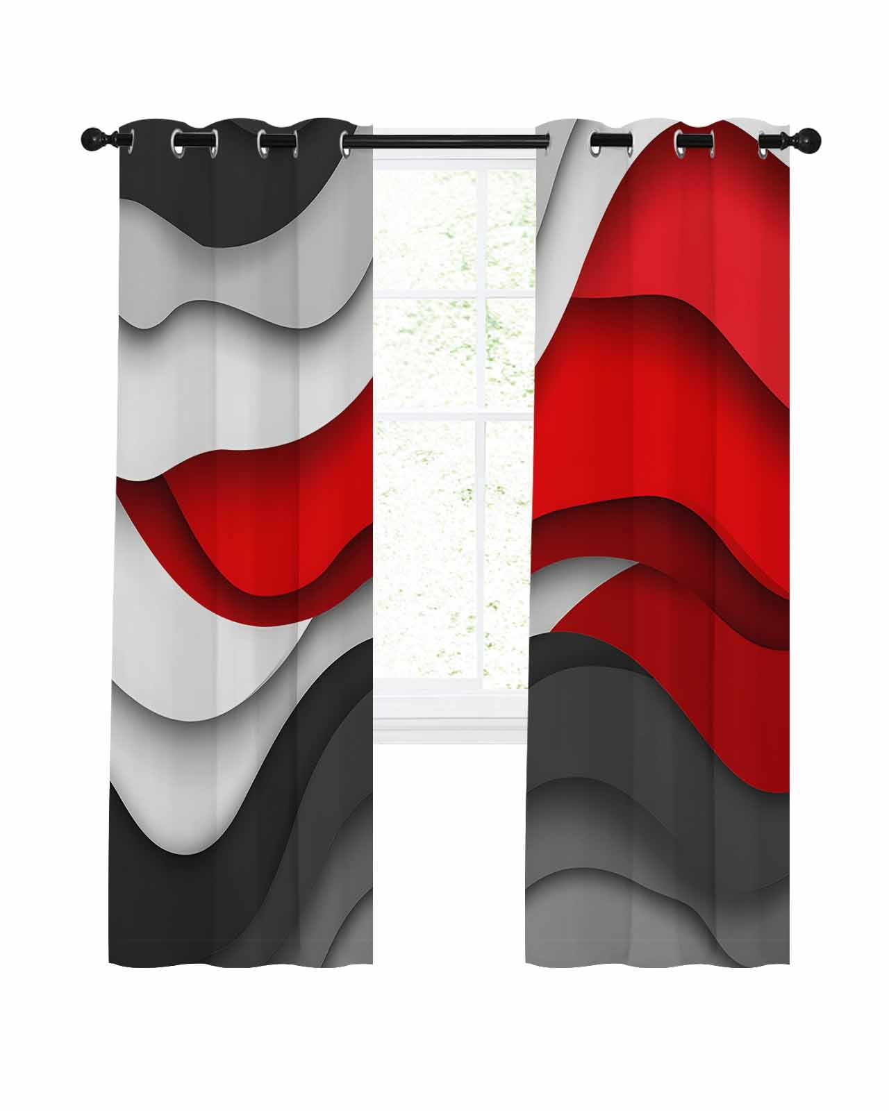 Red Black Ombre Blackout Curtains 63 Inches Long for Bedroom,Modern ...