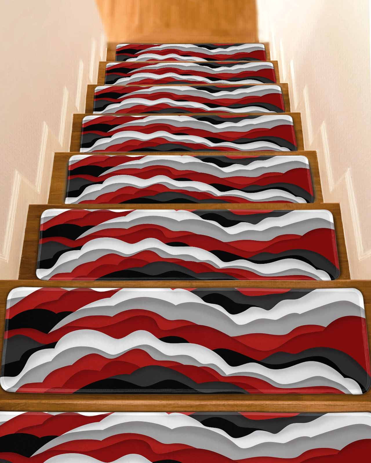 Red Black Ombre Stair Treads for Wooden Steps Indoor Runner Rug Carpet ...