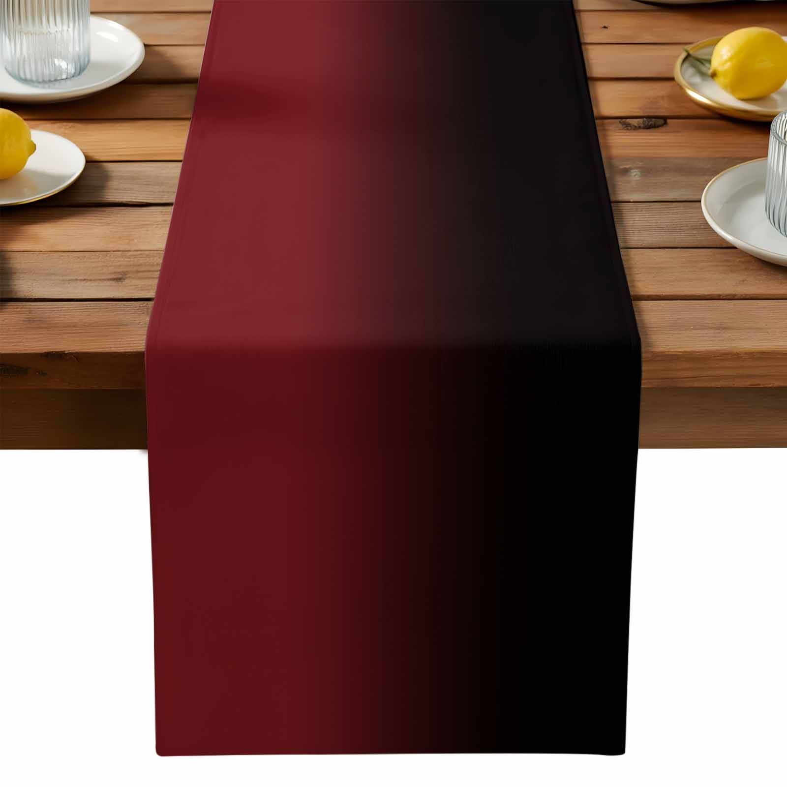 Red Black Ombre Table Runner, Aesthetic Abstract Watercolor Cotton ...