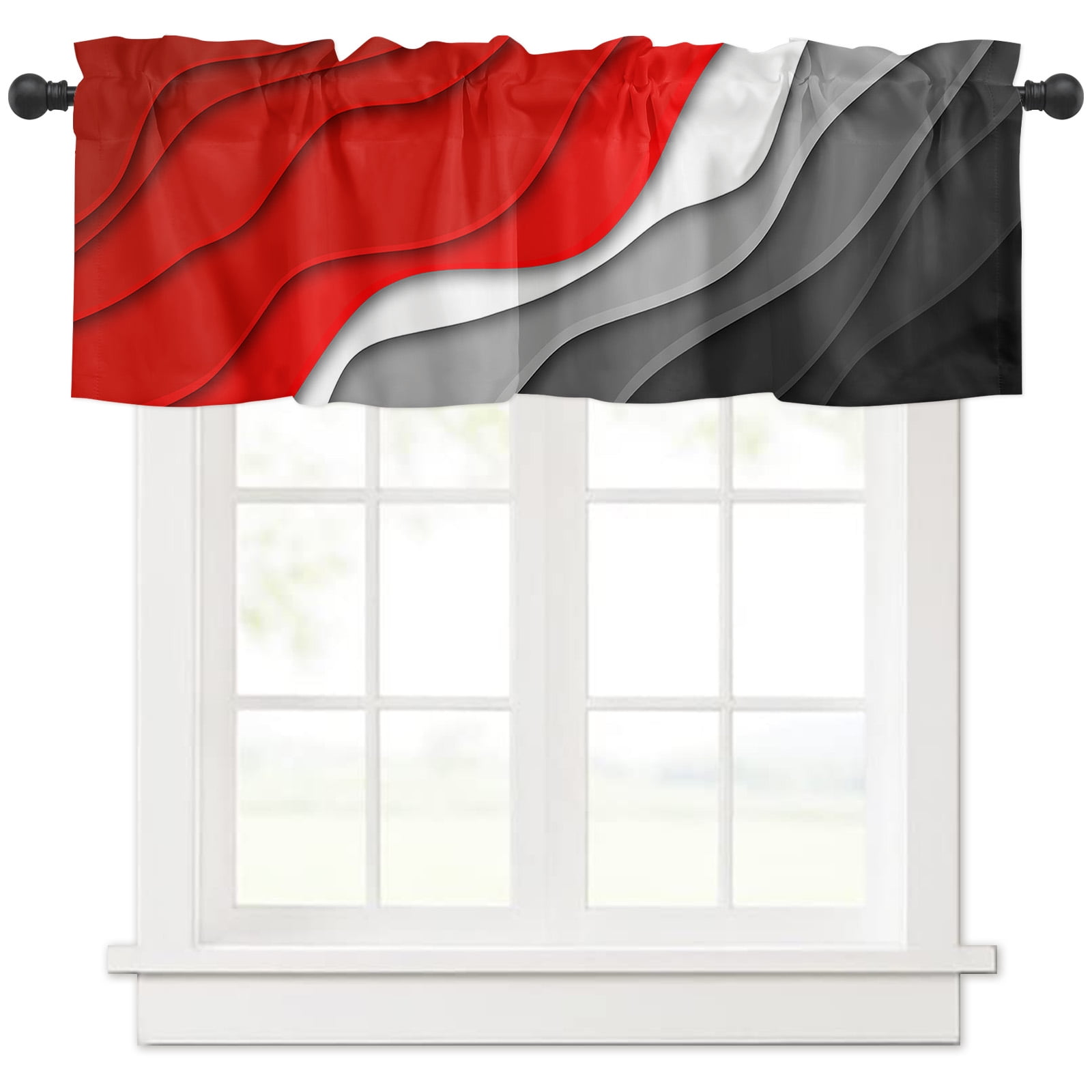 Red Black Ombre Valances for Windows Farmhouse Kitchen Curtains ...