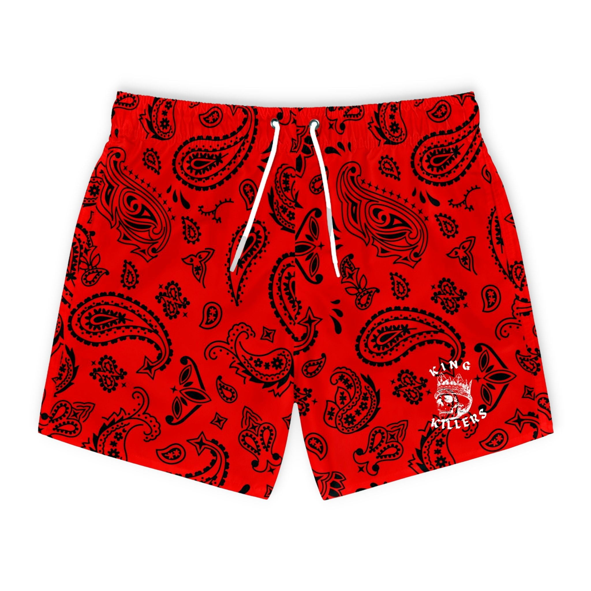 Red & Black Paisley Swim Trunks For Men - Walmart.com