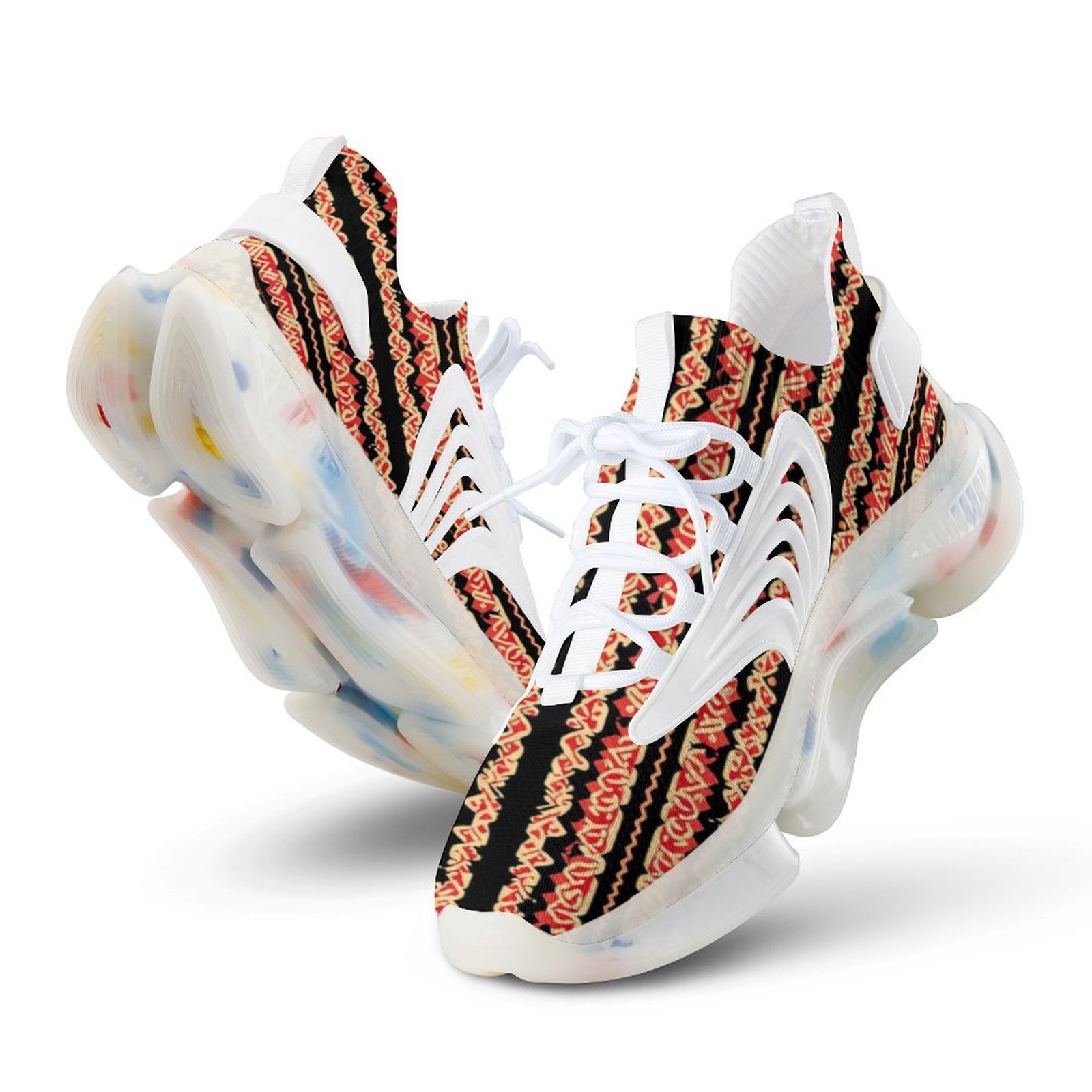 Red Black Pattern Design Walking Shoes for Men Woman Lightweight Tennis ...