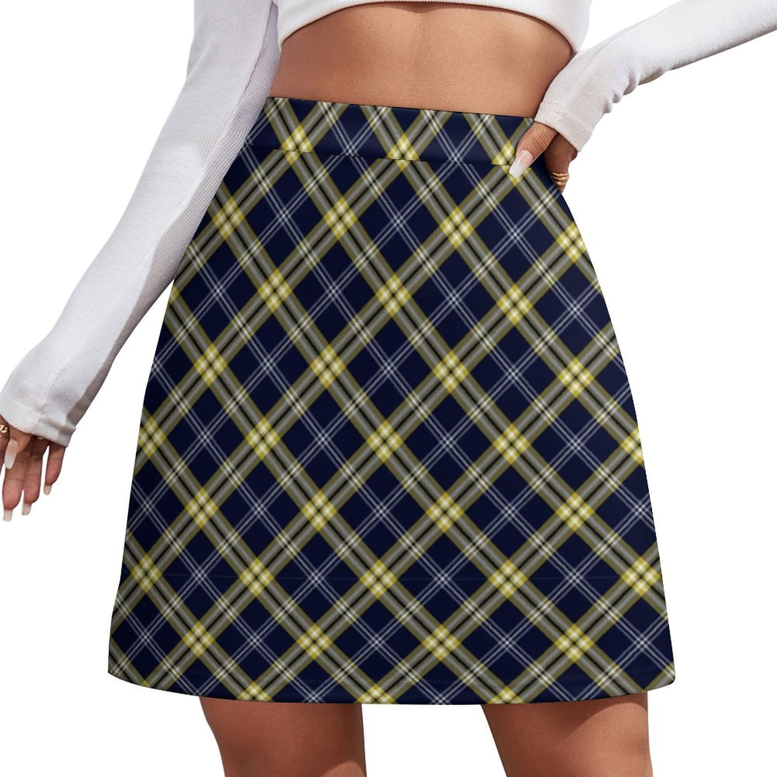 Red Black Plaid Skirt Women Lines Print Elegant Mini Skirts Spring High Waist Graphic Big ...