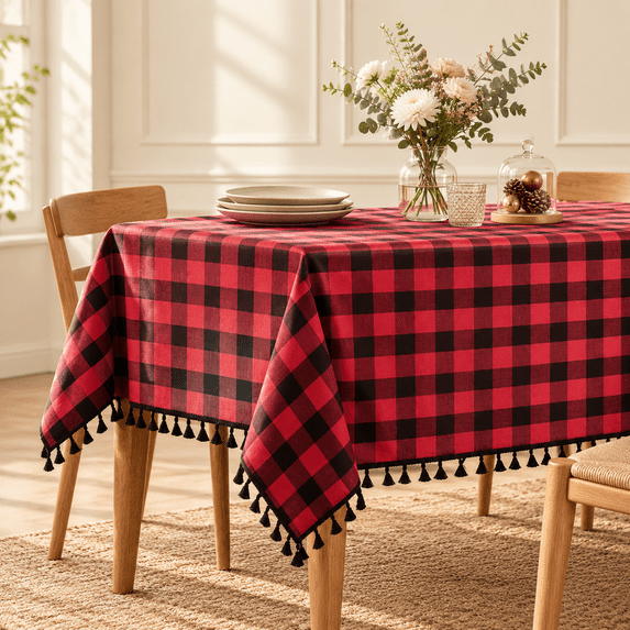 Red Black Plaidmas Tablecloth 55