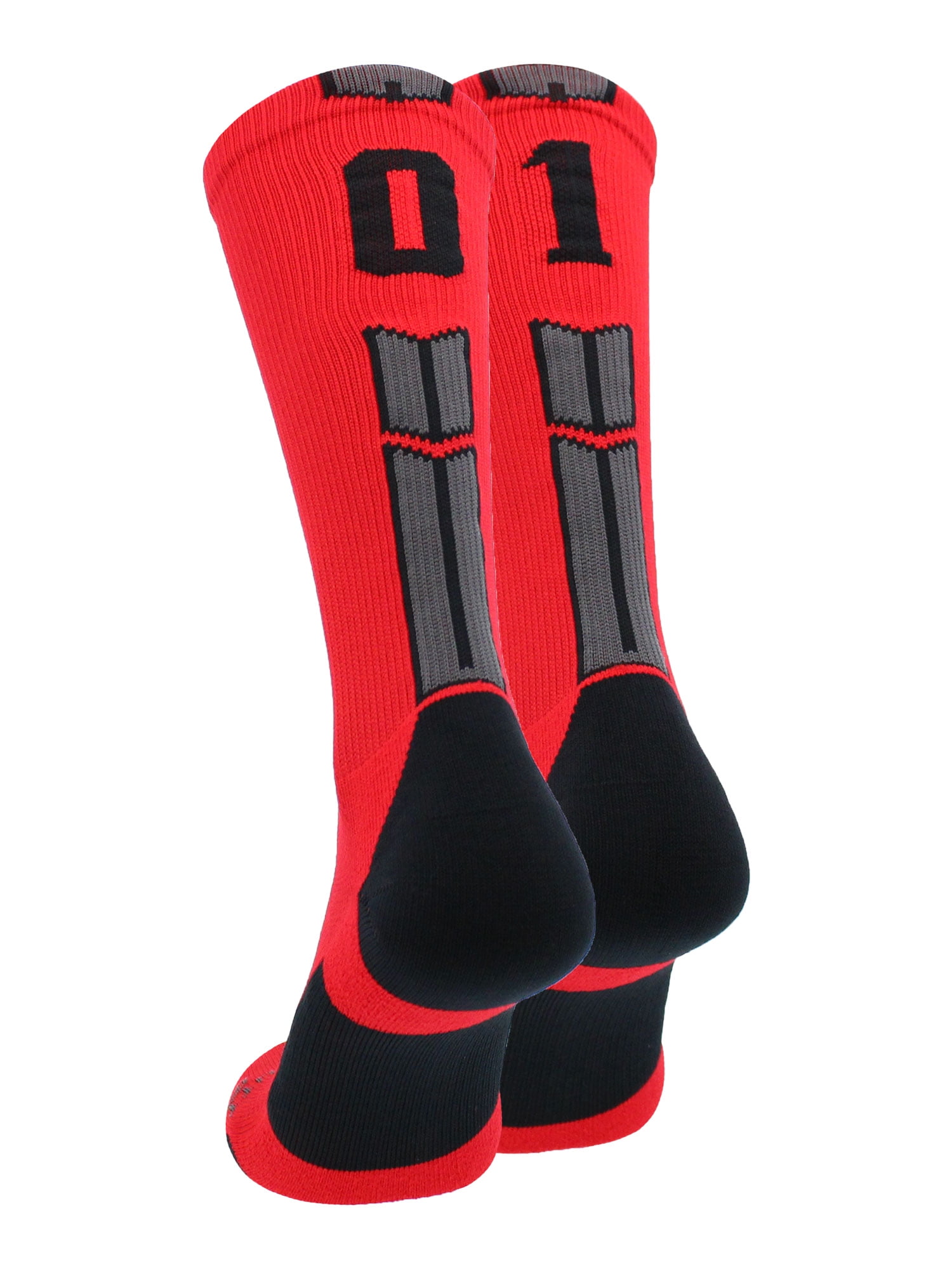 Red/Black Player Id Crew Number Socks (#01, Large) - Walmart.com