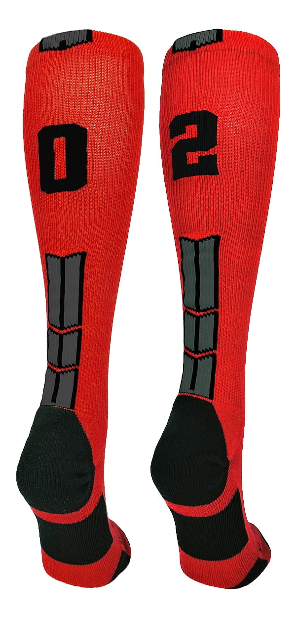 Red/Black Player Id Over the Calf Number Socks (#02, Large) - Walmart.com