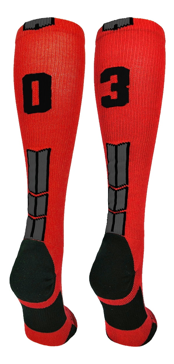 Red/Black Player Id Over the Calf Number Socks (#03, Medium) - Walmart.com