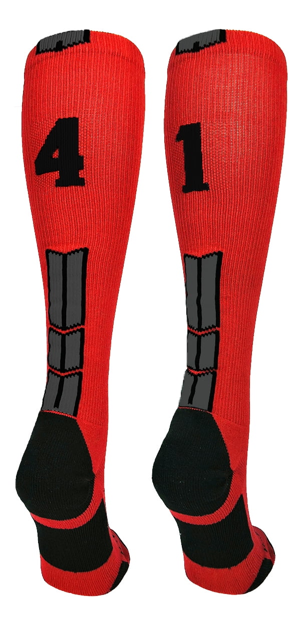 Red/Black Player Id Over the Calf Number Socks (#41, Large) - Walmart.com