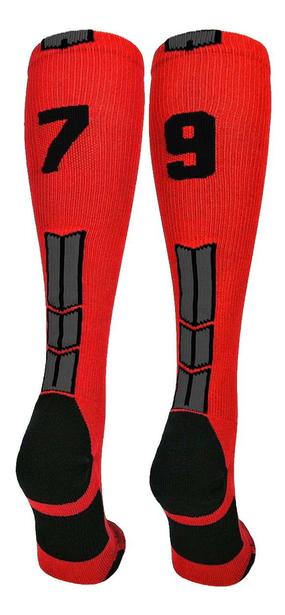 Red/Black Player Id Over the Calf Number Socks (#79, Large) - Walmart.com