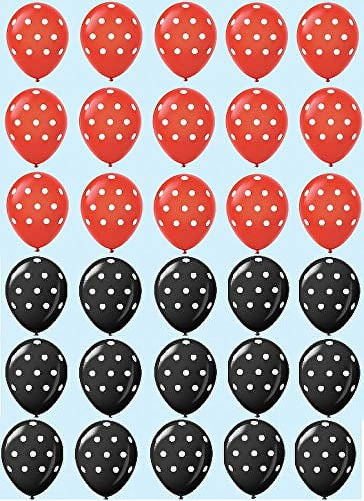 Red Black Polka Dots Balloons Pack of 36 Polka Dots Mickey Mouse Themed ...