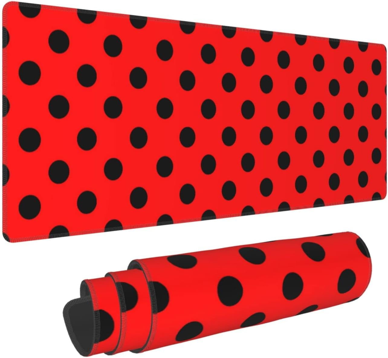 Red Black Polka Dots Ladybug Large Gaming Mouse Pad Long Computer Desk ...